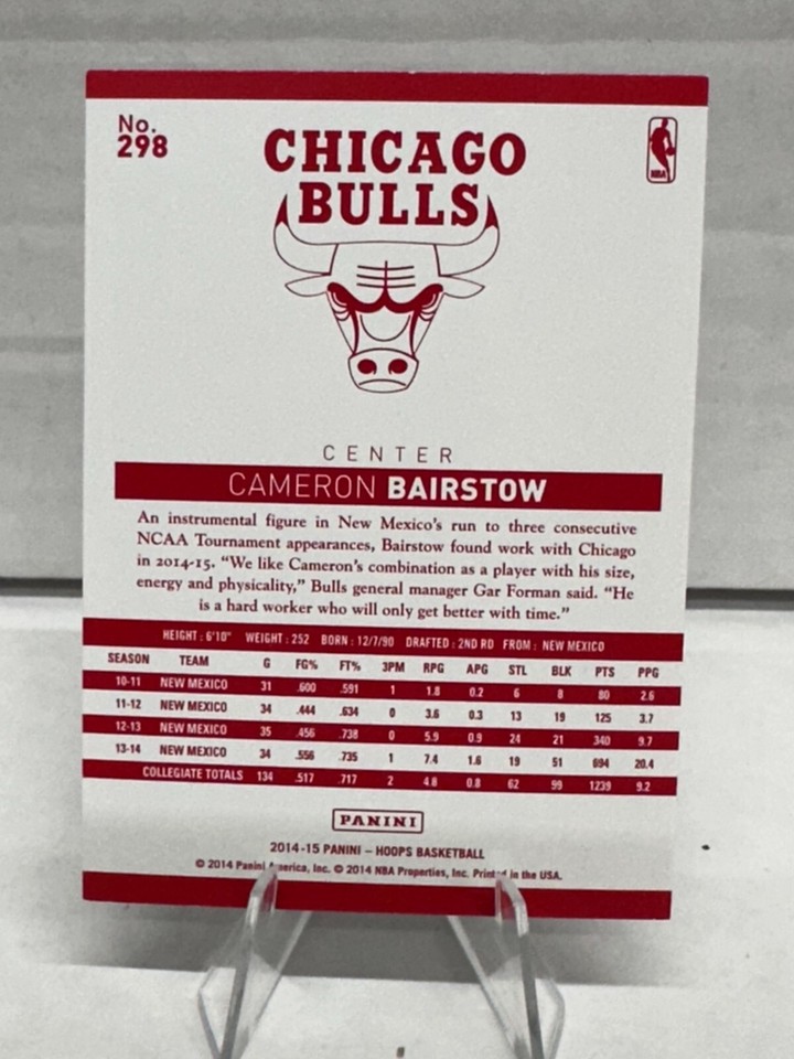 2014-15 Panini NBA Hoops Card #298 Cameron Bairstow RC Chicago Bulls | eBay