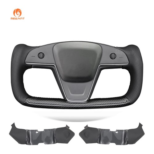 MEWANT DIY PU Leather Carbon Fiber Steering Wheel Wrap for Tesla Yoke ...
