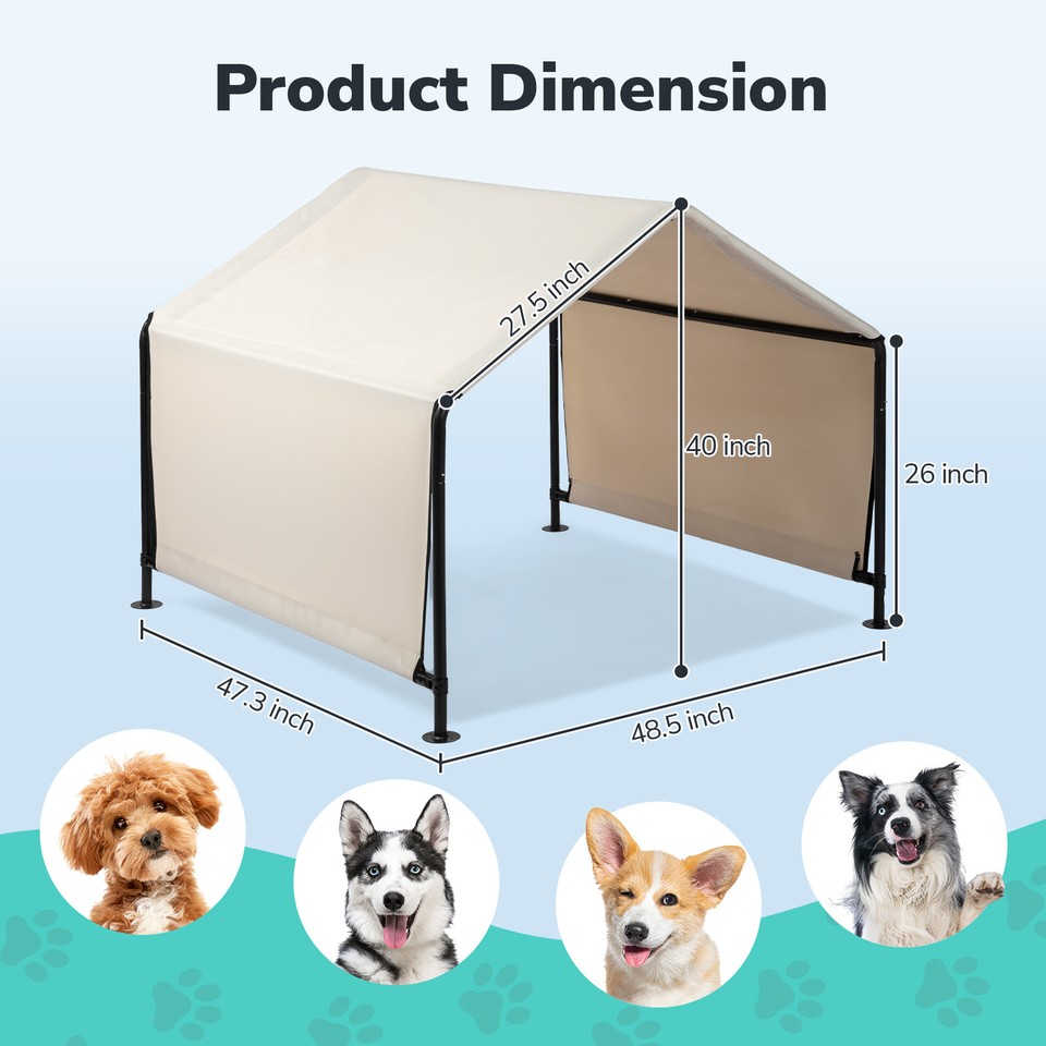 4 'x 4' x 3.3' Dog Shade Shelter Canopy Medium Large Pet Tent Cooling ...