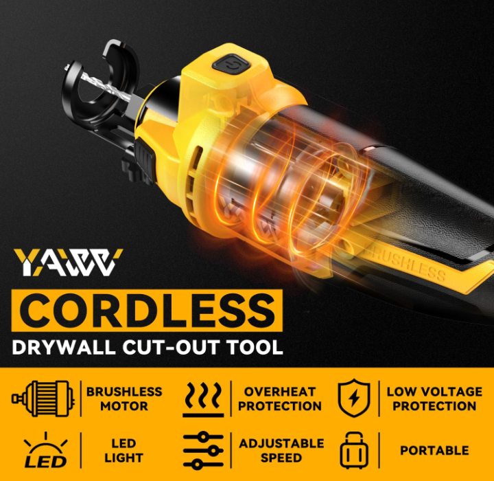 Cordless 20V Drywall Cut-Out Tool, 3-Speed Brushless Saw for Wood ...