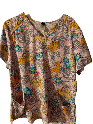 Disney’s The Lion King Simba & Nala Plus Size Medical Scrub Top for ...