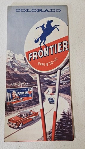 Frontier Gas Station Colorado 1950's Road Map Oil Sign Advertising | eBay