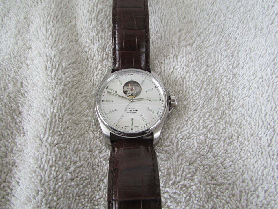 Glycine Combat Classic Silver GL0120 Open Heart 40mm men's Watch | eBay