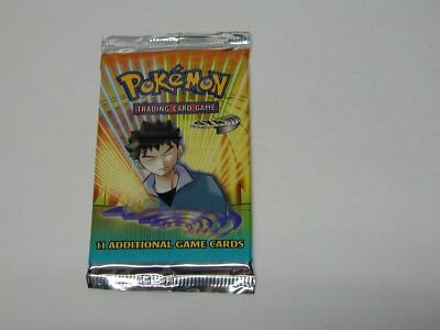 FACTORY SEALED - Pokemon Gym Heroes BROCK SHORT TABS Booster Pack WOTC ...