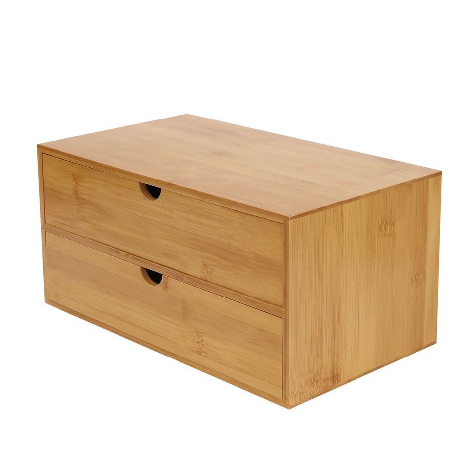 Bamboo Desk Organizer Drawers Tabletop Storage Box for Office Table ...