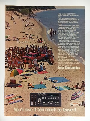 Delco Electronics Car Stereo System Beach 1987 Vintage Print Ad 8x11 ...