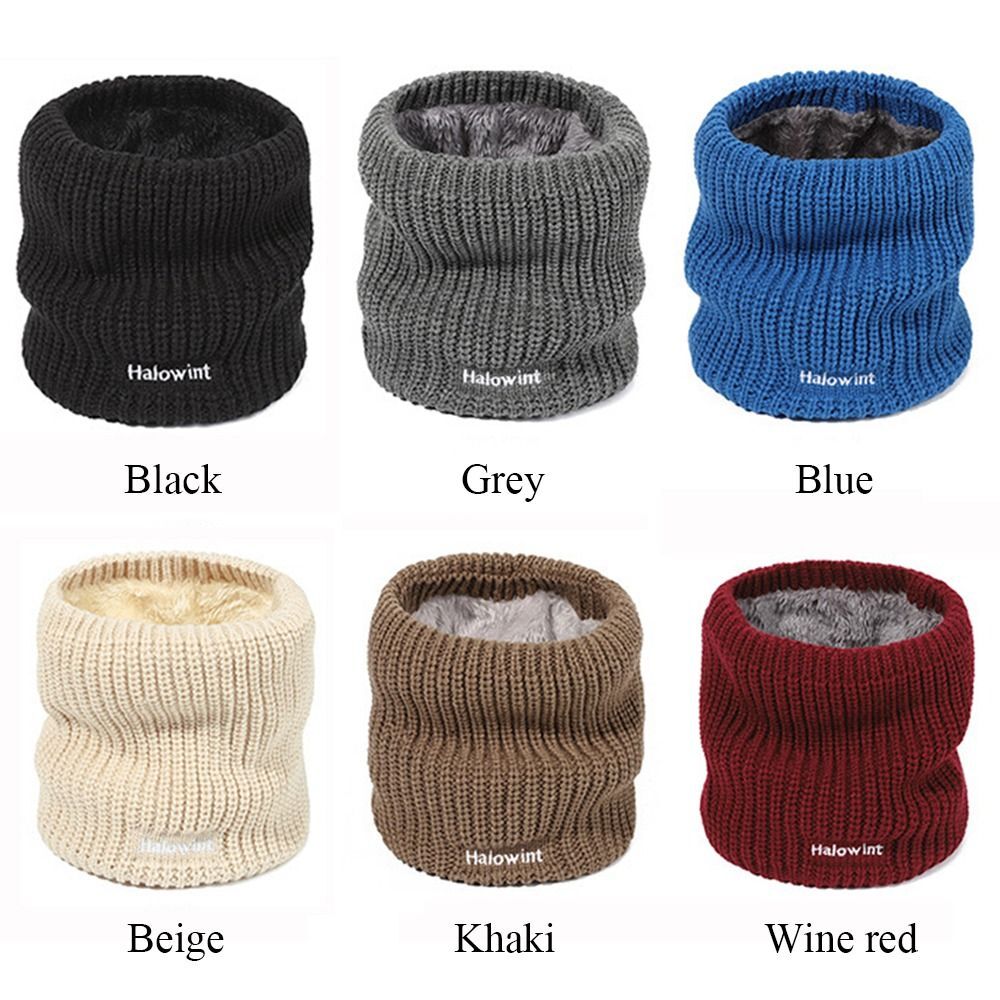 Thickened Lining Knitted Neck Gaiter Keep Warm Ski Tube Scarf Men ...