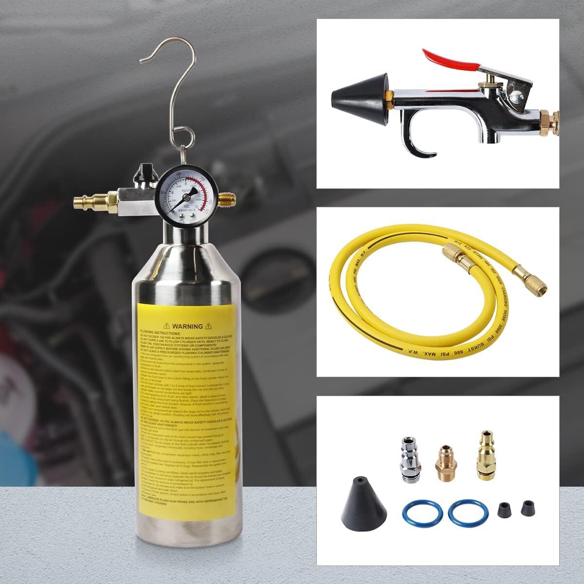 AC Flush Kit Automotive Home Air Conditioner System Clean Canister ...
