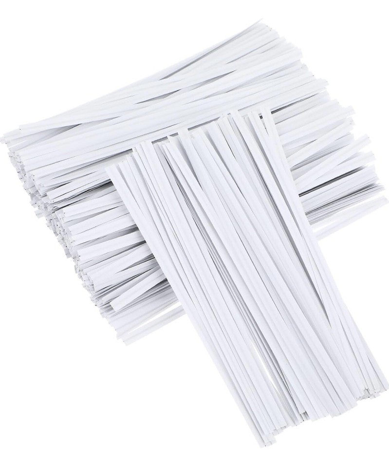 POLYBAG TIES PLASTIC WIRE Food Freezer 100mm 4" bags white Sandwich ...