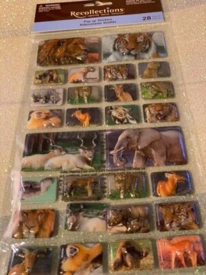 RECOLLECTIONS STICKERS 3D ANIMAL ZOO FARM JUNGLE ANIMALS POP-IP ...