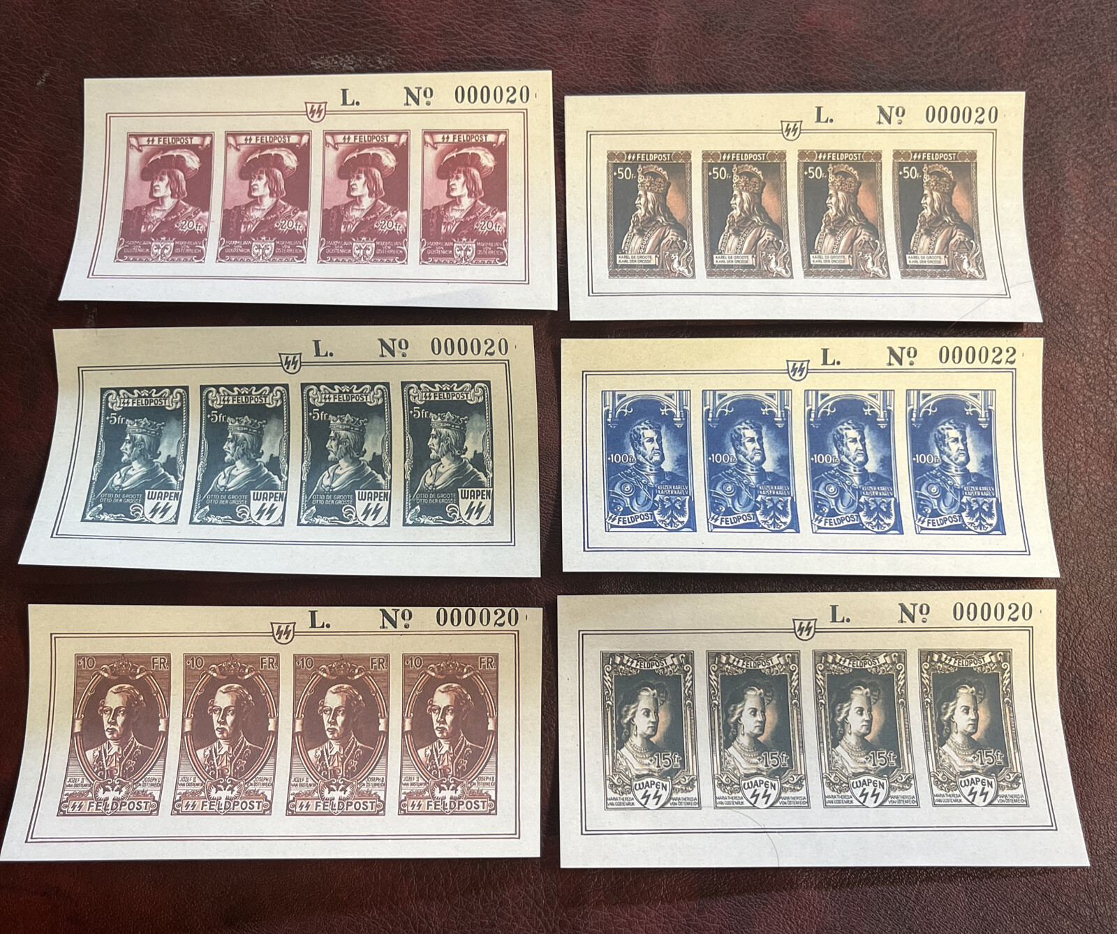 WWII WW2 German Waffen SS Stamps souvenir sheets Belgium Volunteers ...