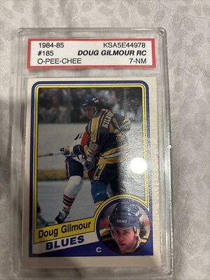 1984 O-Pee-Chee Doug Gilmour graded ROOKIE hockey card #185 Nm 7 | eBay
