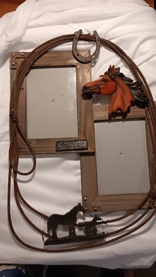 2- 5x7Western Rope Picture Frames. Lariat ropes. With horse head. | eBay