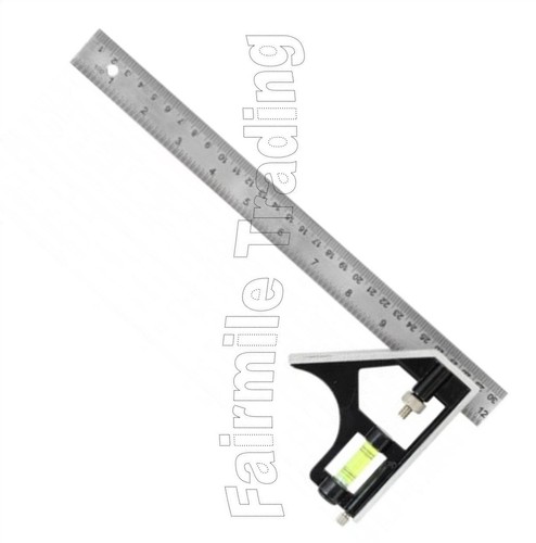 Metal Adjustable Combination Tri Square 12" 300mm Try Set Slide Ruler ...