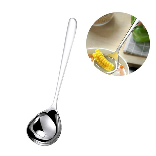 3pcs 304 Stainless Steel Round Soup Spoons Gloss Finish Smooth Handle ...