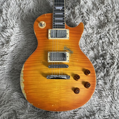 Relic Finish LP Electric Guitar HPL Fretboard Tobacco Sunburst Flame ...