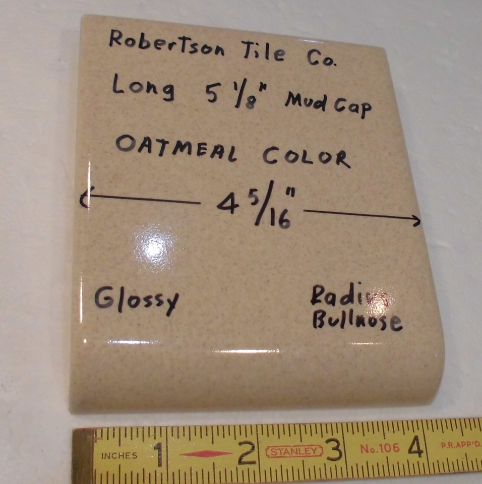 1 pc. Radius Long Bullnose: Oatmeal Glossy Ceramic Tile by Robertson 4 ...