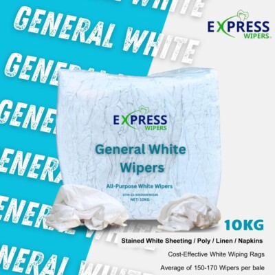 White Cleaning Rags Cotton-Rich General Wiping Cloths and Wipers - 10kg ...