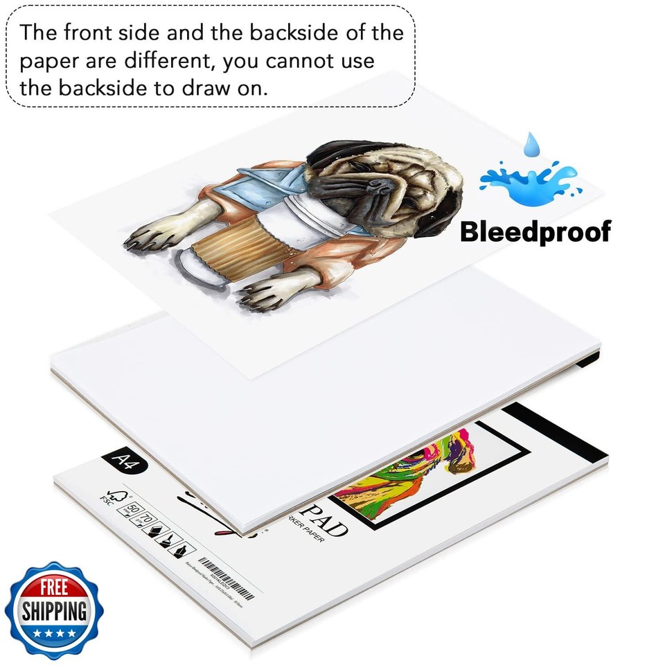 Bianyo Bleedproof Marker Paper Pad, A4(8.27"X11.69"), 50 Sheets, | eBay