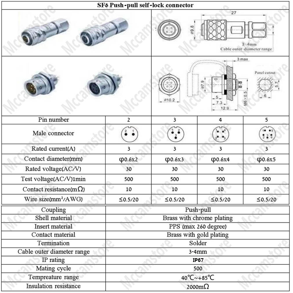 WEIPU SF6 IP67 2 to 5Pin Waterproof Aviation Cable Connector Plug,Wire ...