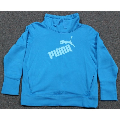 Women PUMA Big Logo Neck Cowl Pullover Sweater Large Blue Kangaroo ...