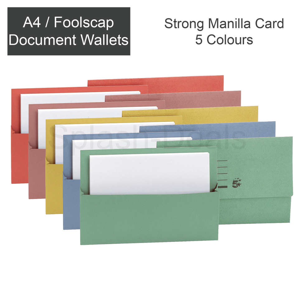 A4 / Foolscap Filing Document Wallet Folders Manilla Card - Half Flap 5 ...