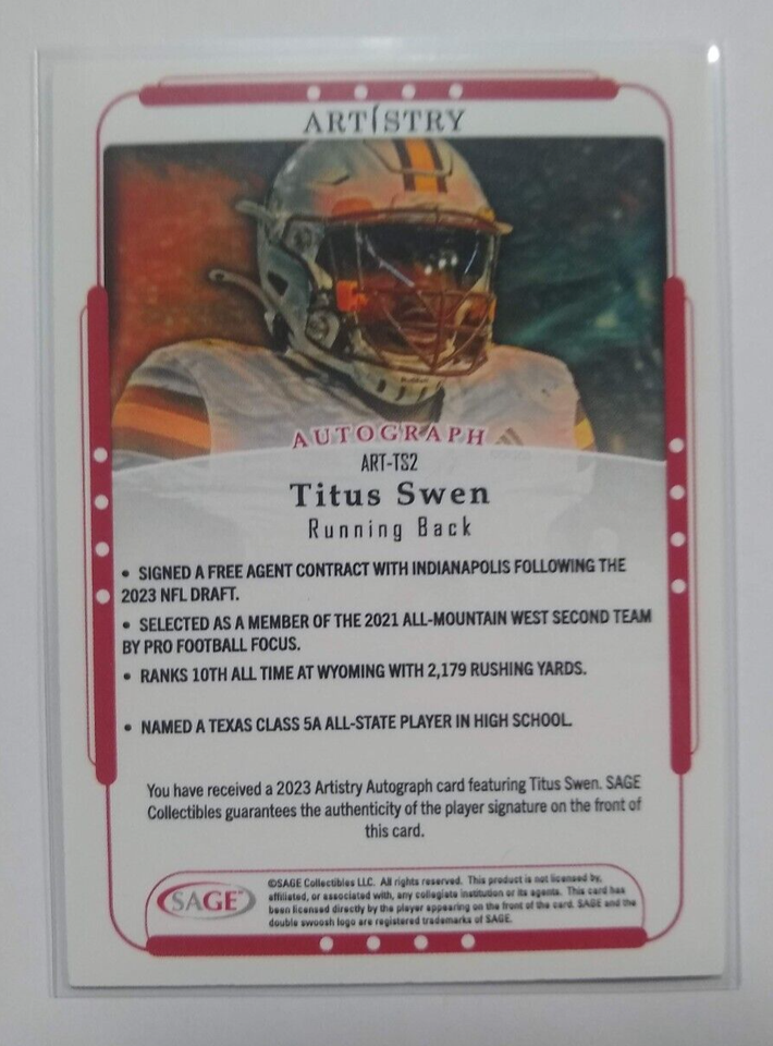 2023 Sage Artistry Titus Swen Red Auto #ART-TS2 | eBay