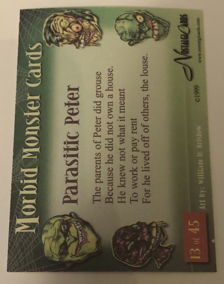 1999 Morbid Monster Cards #13 Gold Tinted | eBay