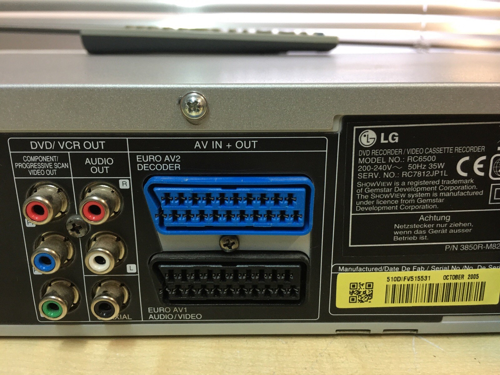 LG RC-6500 DVD-Recorder / VHS-Videorecorder inkl. FB - vom Händler ...