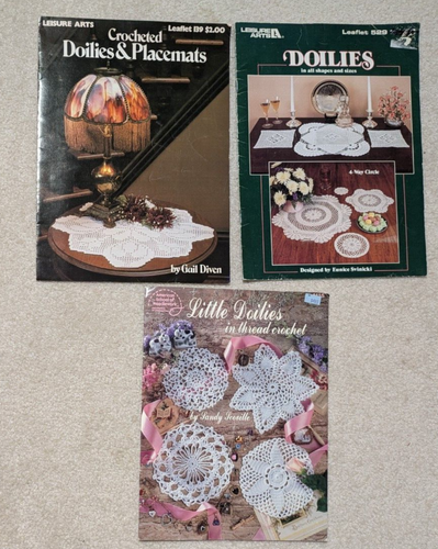 Lot of 3 Crochet Doilies pattern books, Leisure Arts, American School ...