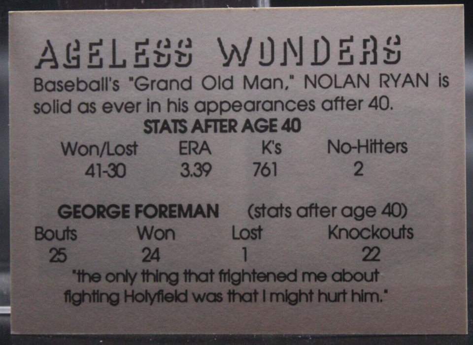 Nolan Ryan/George Foreman - 1991 "Ageless Wonders" - Oddball/Border card | eBay