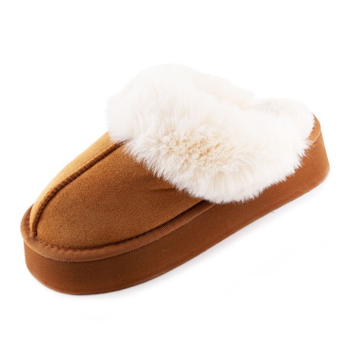 Sabot Daim Chaussures Femme Fourrure Semelle Plate Compensé Chaud ...