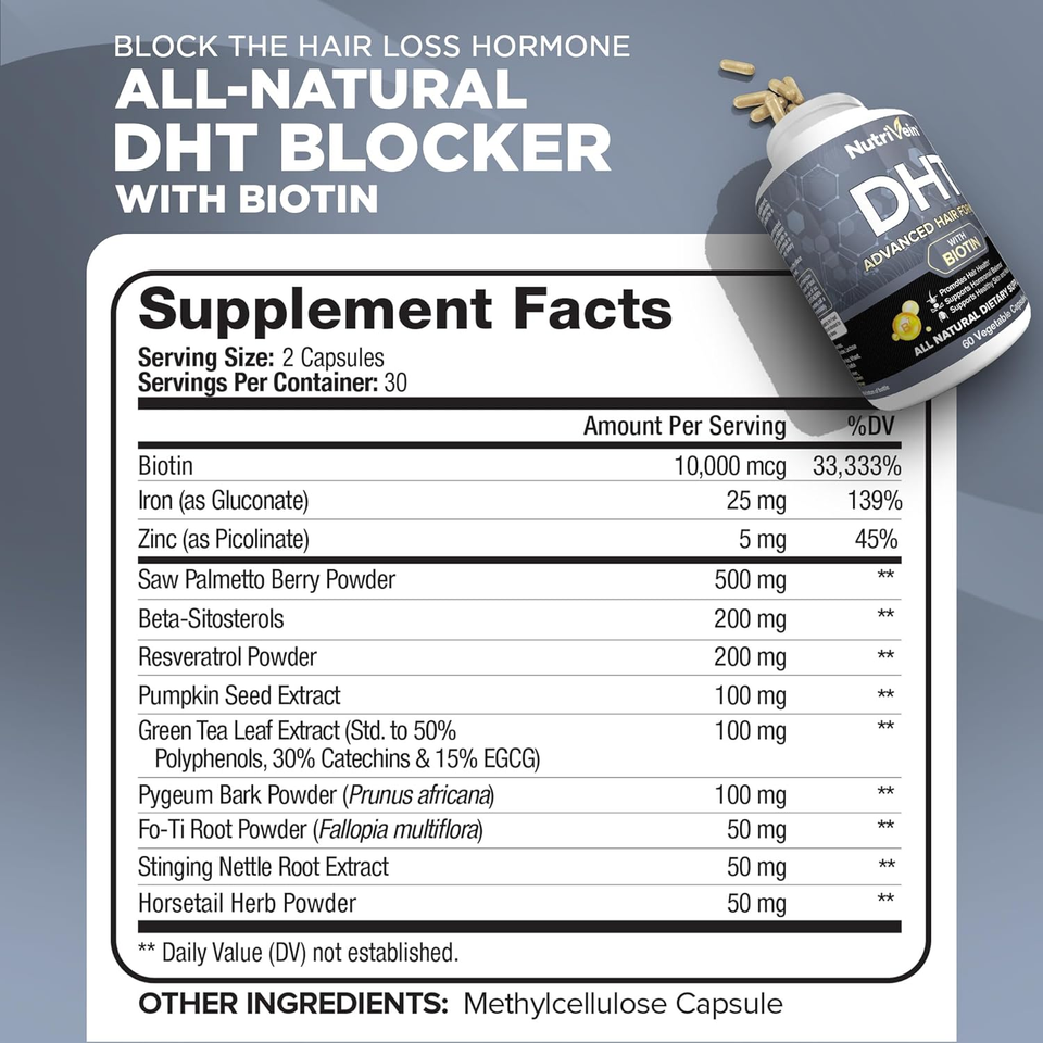DHT Blocker with Biotin - Boosts Hair Growth & New Follicle Growth for ...