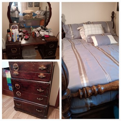 antique bedroom sets 1900-1950; headboard, footboard, chest, dresser w ...