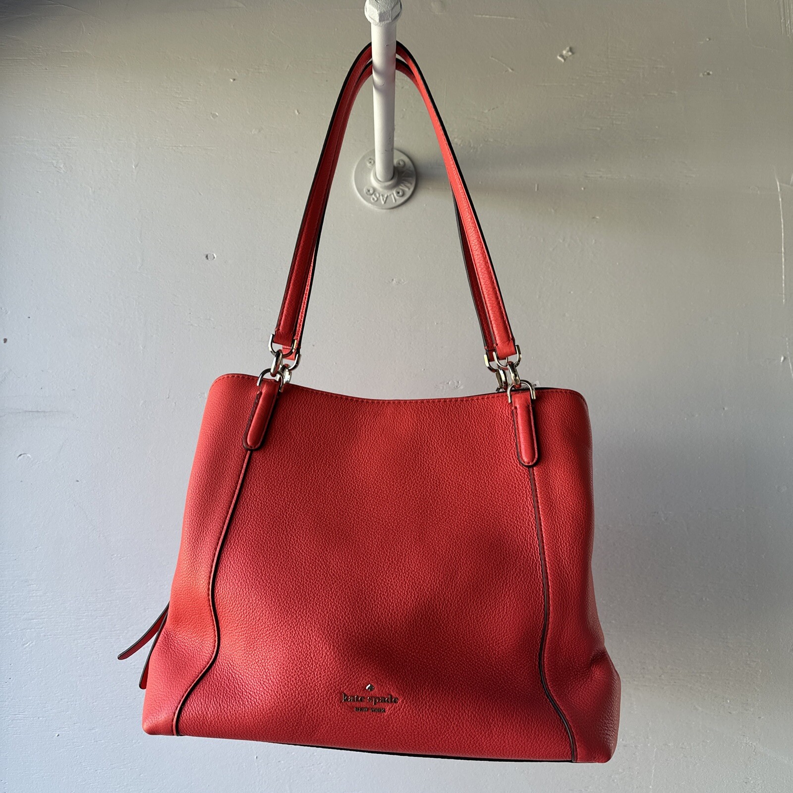 Kate Spade Coral Ostrich Print Leather Elyse Handbag … - Gem