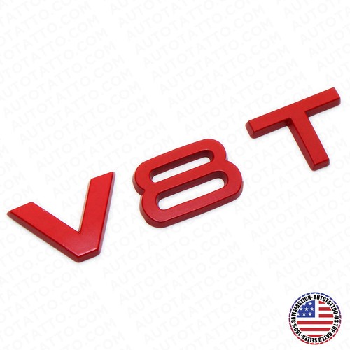 Audi Red V8T Side Fender Marker Letter Badge Emblem Badge Logo Sport ...