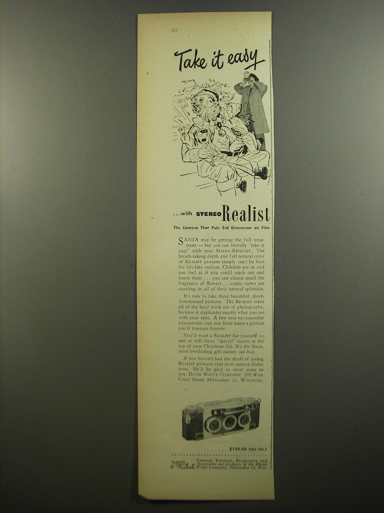 1952 Stereo Realist Camera Ad - Take it easy with Stereo Realist | eBay