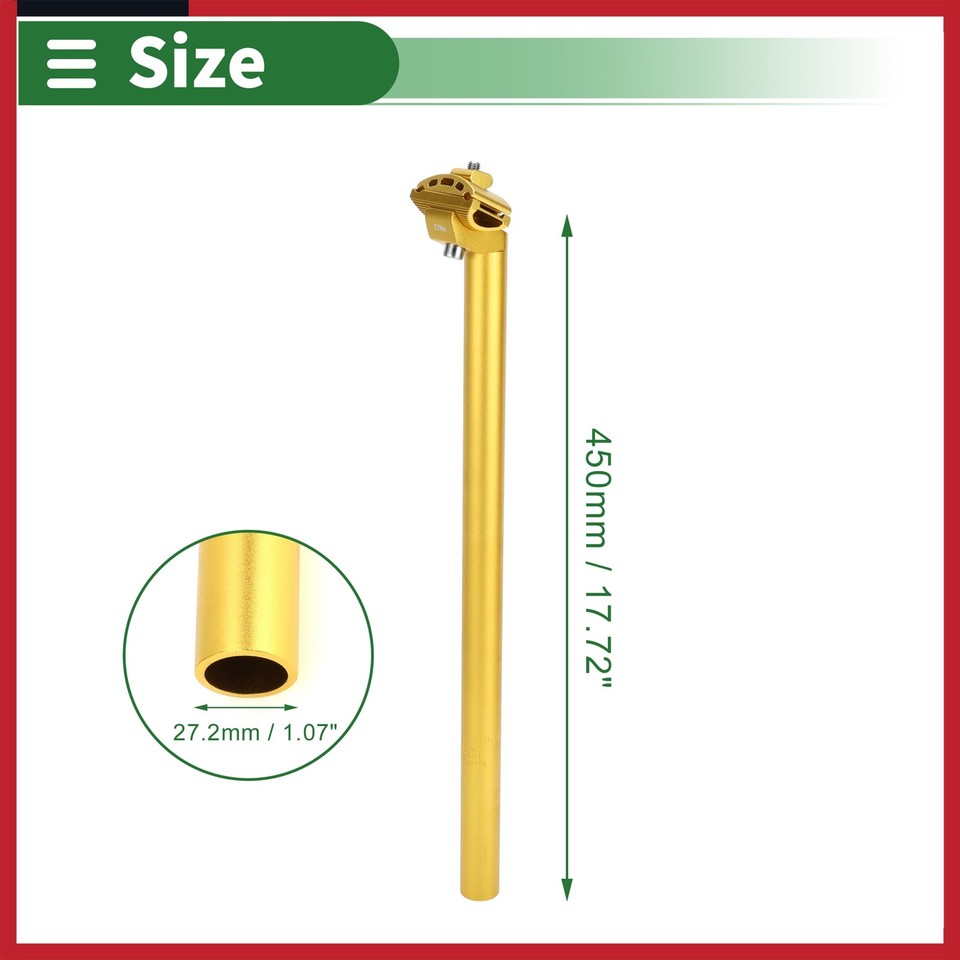 Bike Seat Posts 27.2x450mm Extra Long Adjustable Angle Aluminum Alloy ...