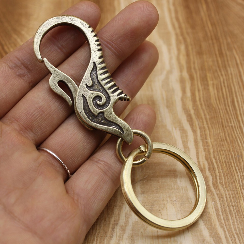 Solid Brass keychains Pants Clip Hook Bag Hook Car EDC Keyrings Key ...