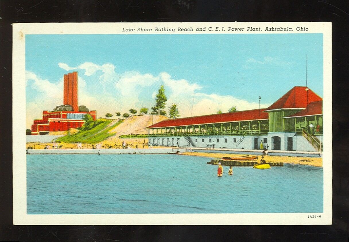 Ashtabula, Ohio, Lake Shore Bathing Beach & CEI Power Plant (AshtaOH25 ...