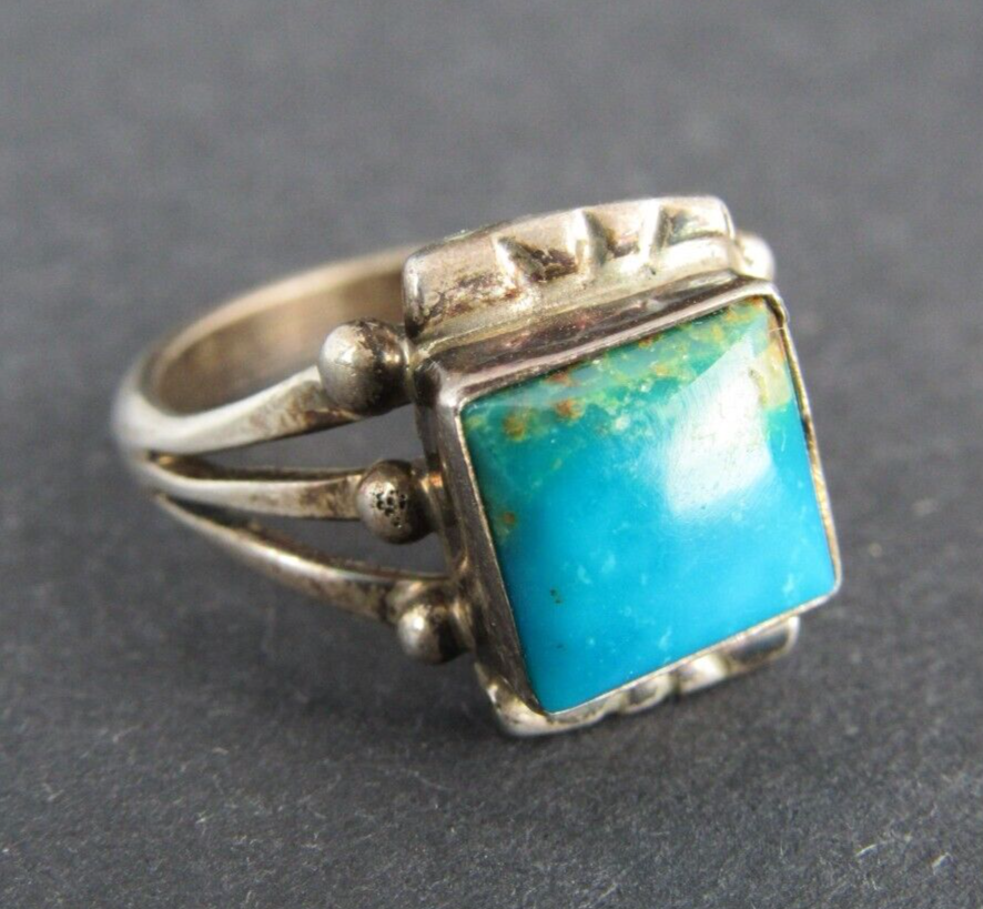 antique NAVAJO "M SILVERSMITHS" ring 925 size 6 TURQUOISE & STERLING ...
