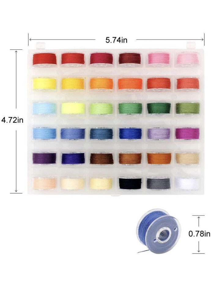 36Pcs Bobbins and Sewing Threads with Bobbin Case for Multiple Sewing ...