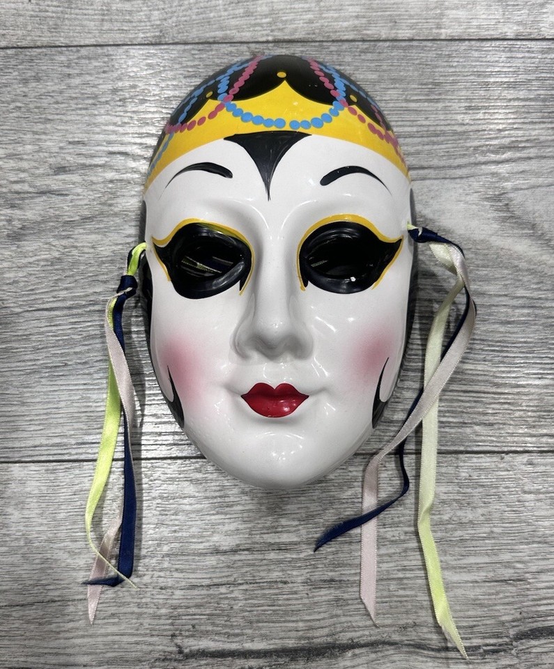 Lot Vintage Clay Art Masks Ceramic Porcelain Masquerade Theater Mardi ...