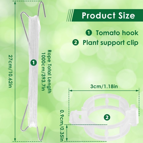 40Pcs Tomato Support Hooks with 32.8ft String Reusable Tomato Plant ...