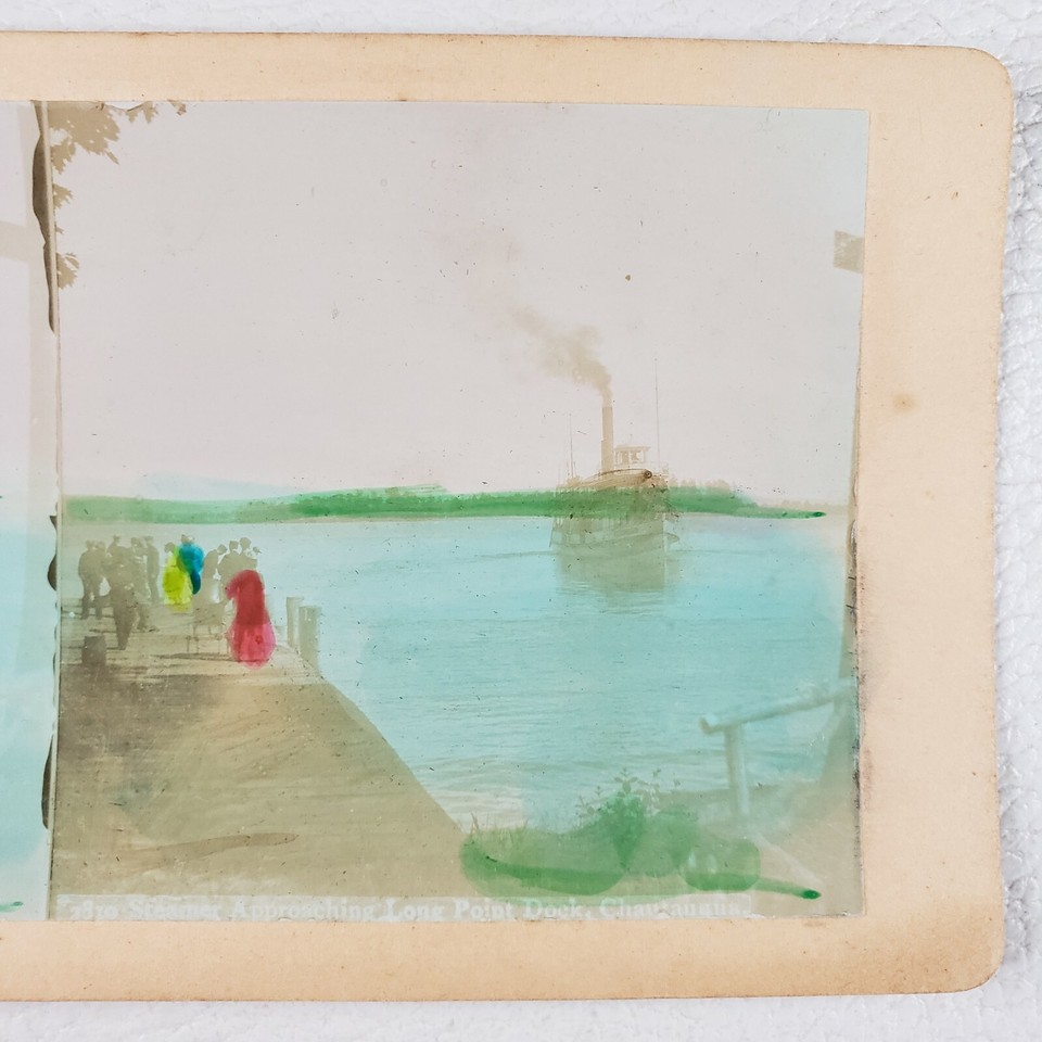 Chautauqua NY Stereoview c1890 Steamship Lake Long Point State Park ...