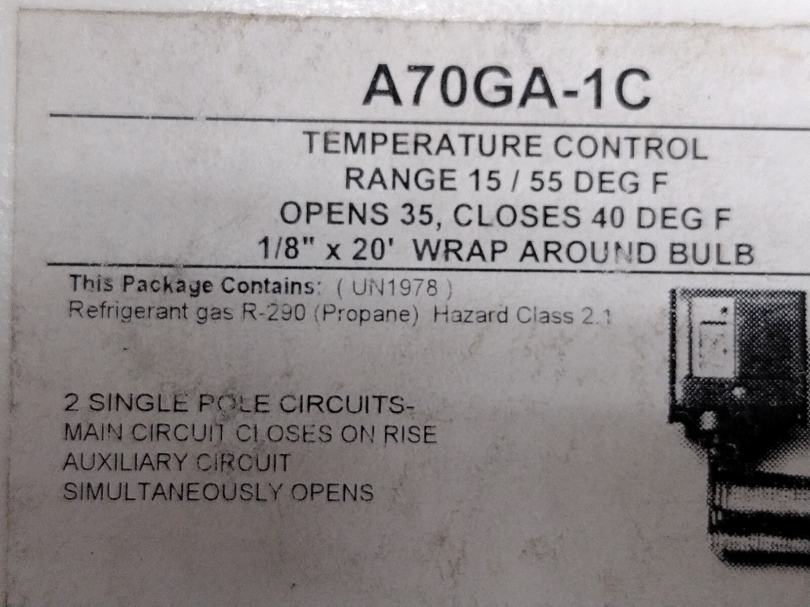 Johnson Controls A70GA-1C Thermostat Temperature Control UN1978 15/55 ...