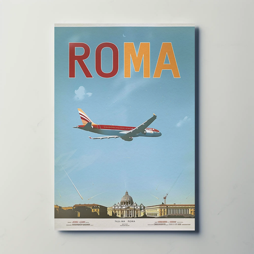 Roma Italy Airplane Over Vatican Skyline Vintage Travel Poster | eBay