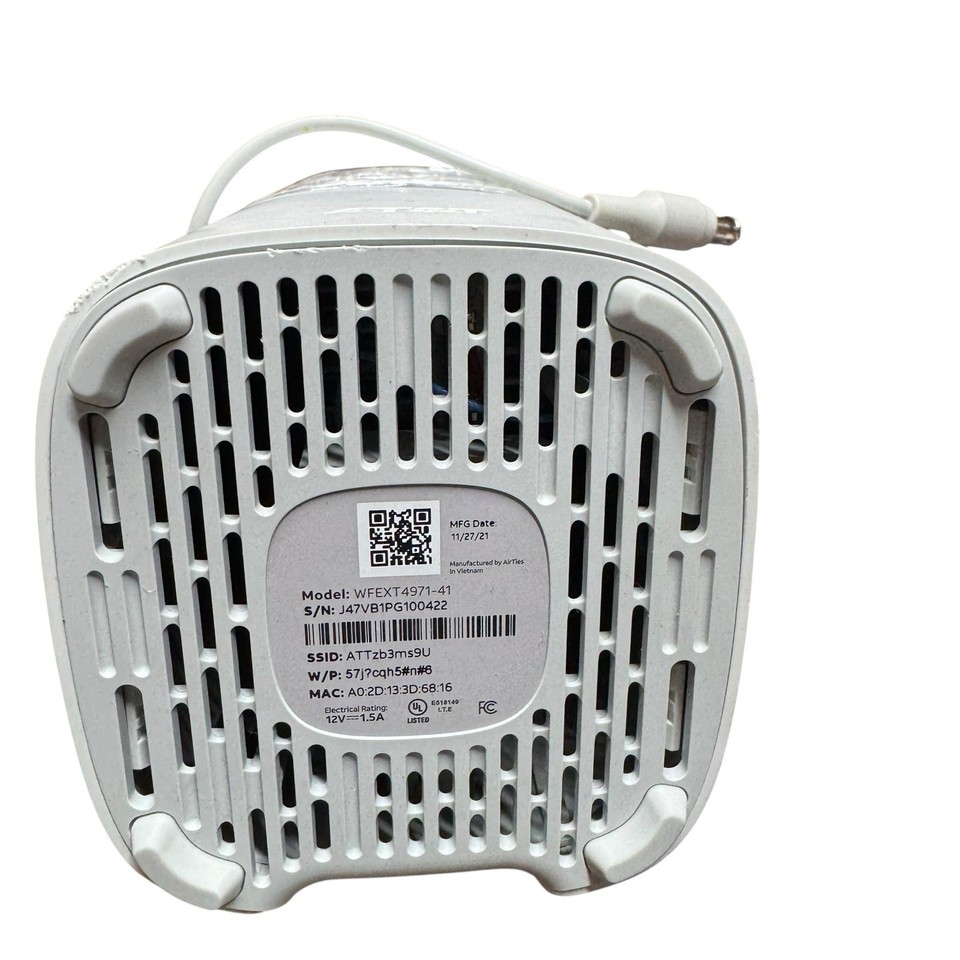 AT&T Air 4971 Model WFEXT4971-41 Smart Wi-Fi 6 Extender w/ Power ...