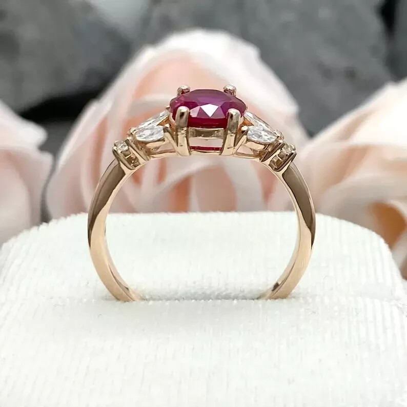 14K Yellow Gold FN 2CT Round Cut Ruby Lab Created Diamond Anniversary ...