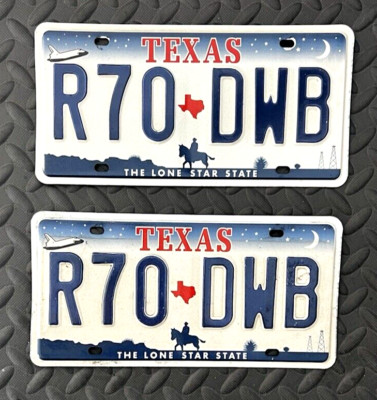 Texas 1999 Vintage Vehicle License Plate Set Pair Classic Embossed ...